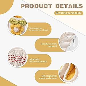 HEIOMWF Plush Flowers Slippers Cute Fuzzy Slippers Non-Skid Winter Warm Cozy House Slippers Indoor Outdoor Slippers For Women Men's