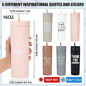 Rtteri 6 Pcs Veterinary Receptionist Week Gifts Nurse Appreciation Gifts Bulk Thank You Tumblers for Women Men 16oz Plastic Skinny Tumblers with Lids for Teacher Coworker Staff(Neutral Color)