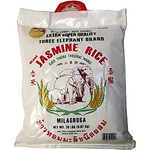 Three Elephants Thai Jasmine Rice, 20 Pound