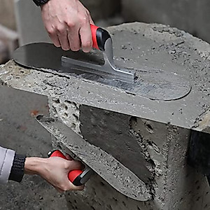 Goldblatt 2 Pieces Pool Trowel Stainless Steel with Soft Grip Handle, Includes 16'' x 4-1/2'' & 14'' x 4'' Finishing Trowels Set, Lightweight Alloy Mounting, Round End