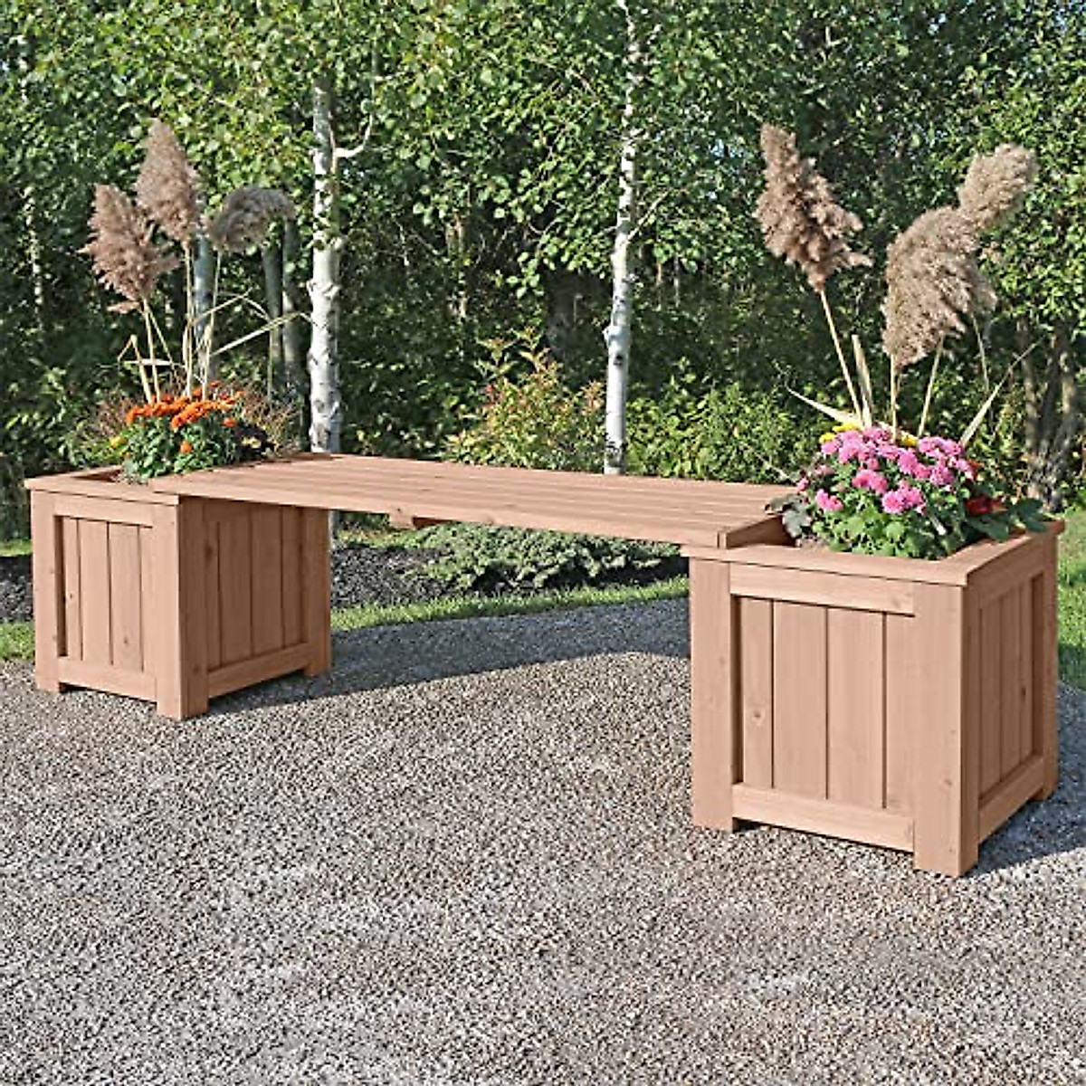 Yardistry YM12841 Planter Bench, Mocha Brown Stain