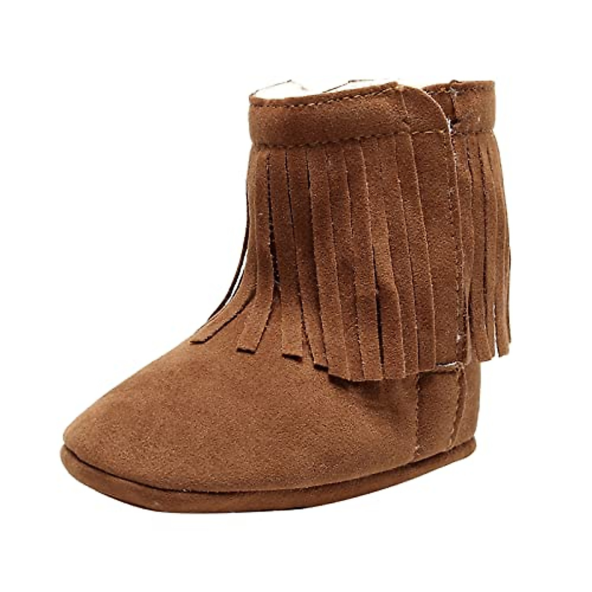 Baby Walkers Warm Shoes Cotton Snow Boots Soft First Infant Plush Girls Tassels Baby Shoes Winter Boots for Babies Girls (Brown, 0-6 Months)