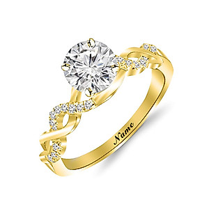 SISGEM 10K 18K Gold Engagement Ring for Women,Split Shank Pave Set 1.3 Carat(cttw) Moissanite Wedding Ring With Engraved Name,Wedding Anniversary Size 5-11 (18K-Gold)