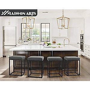 MAISON ARTS Counter Height 24" Bar Stools Set of 2 for Kitchen Counter Backless Modern Barstools Industrial Upholstered Faux Leather Stools Farmhouse Island Chairs,Support 330 LBS,(24 Inch, Grey)