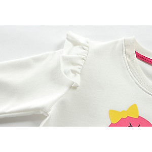 Little Hand Toddler Girls Shirts Dinosaur Heart Shirts Long Sleeve Ruffle Toddler Pullover White Sweatshirt 5t