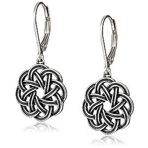 Amazon Essentials Sterling Silver Oxidized Celtic Knot Leverback Dangle Earrings (previously Amazon Collection)
