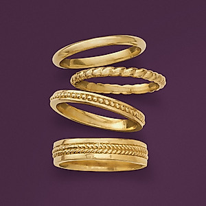 Ross-Simons 18kt Gold Over Sterling Jewelry Set: 4 Stackable Rings. Size 7