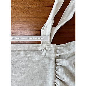 cozymomdeco Korean Made Chair Pad Slipcover Chair Cushion Cover Ties with Ruffle Farmhouse Decor No Cushion Insert, (Solid Beige)