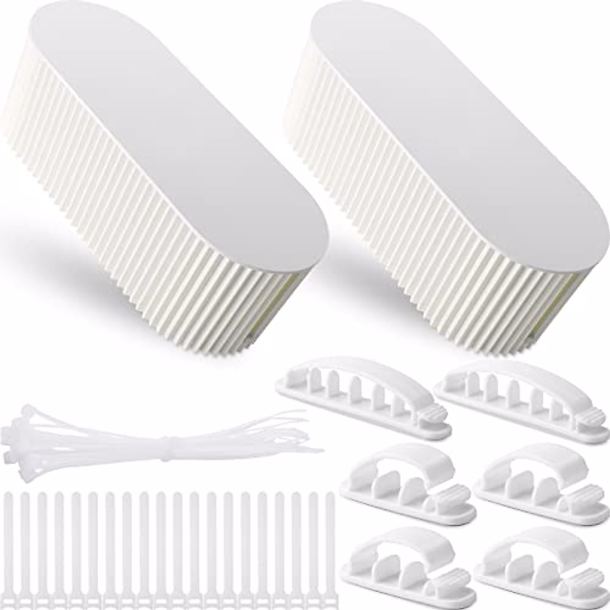 2 Pcs Cable Management Box Cord Organizer Box Cord Box Hider with 46 Pcs Cable Management Kit, Wire Box for Power Strips, Surge Protectors, Desk, TV Computer Wires, Home Office (White)