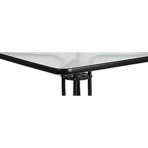 Flash Furniture 31.5'' Square Tempered Glass Metal Table, Clear/Black