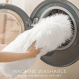 Ashler Faux Fur Rug, Fluffy Shaggy Area Rug 2 x 3 Feet Sheepskin Fur Rug, Pink Fuzzy Rug Machine Washable Shag Rug, Nursery Decor Throw Rugs for Bedroom, Kids Room, Living Room