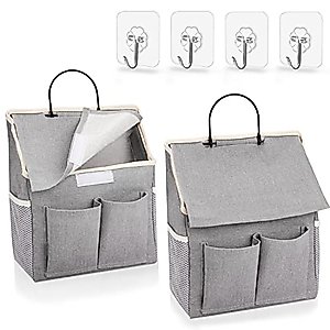 LYroo Gray Wall Organizer Hanging Basket with Lid Hanging Organizer Bag for Bathroom Bedroom Kitchen Dorm Room Essentials Rv Storage and Organization Locker Organizer