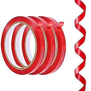 Olaismln Bag Sealing Tape, 3/8 inch x 66 yd Red Poly Tapes, Plastic Produce Bags Tape for Meat Cake Bread Icing (3Pack)