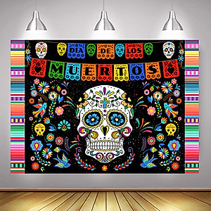 Avezano Day of The Dead Backdrop Mexican Dia de Los Muertos Fiesta Background Sugar Skull Halloween Party Decoration Supplies (7x5ft)