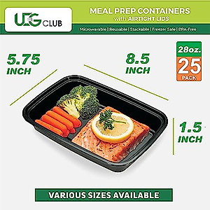 UEG CLUB Reusable 50Pack Meal Prep Food Storage Containers with Lids, Microwave Safe, Ideal for Prepping & Storing Meals, 38oz BPA Free Containers (38, Rectangular, 50, U2023E00786G4)