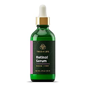 Tree of Life Firming Retinol Serum with Hydrating Hyaluronic Acid for Wrinkles and Dark Spots; Renew and Reset Nighttime Facial Serum, Clean Dermatologist-Tested Skin care, Bonus Size 2 Fl Oz