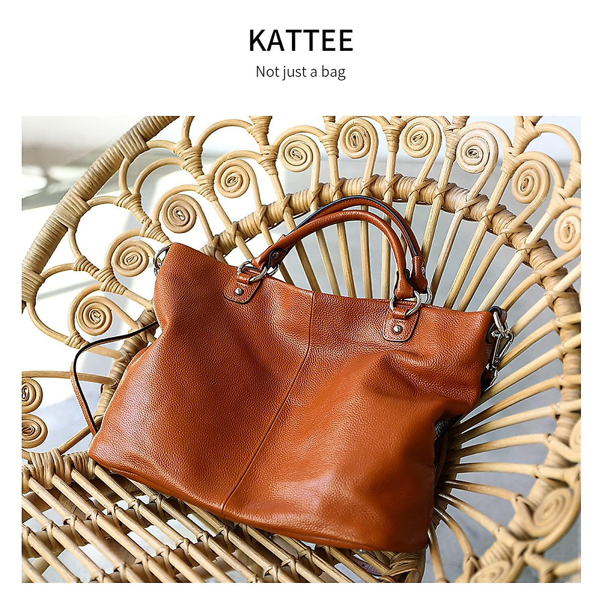 Kattee Women's Soft Genuine Leather Tote Bag, Top Satchel Purses and Handbags