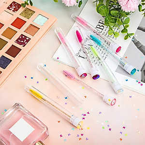 30 Sets Disposable Mascara Wands Set, Includes 30 Crystal Eyelash Brush Eyebrow Applicator Makeup Tool and 30 Reusable Diamond Eyelash Tube for Women Girls (Assorted Patterns)