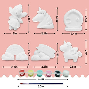 Funto Paint Your Own Unicorn Painting Kit, Arts and Crafts Set, STEAM Project Creative Activity DIY Toys, with 6 Figurines, 6 Paint Pots, 1 Brush