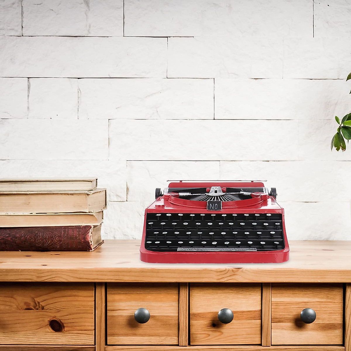 FOMIYES Vintage Typewriter Model Metal Manual Typewriter Antiques Retro Electric Typewriter Desktop Ornament for Home Office Study Room Decoration Red