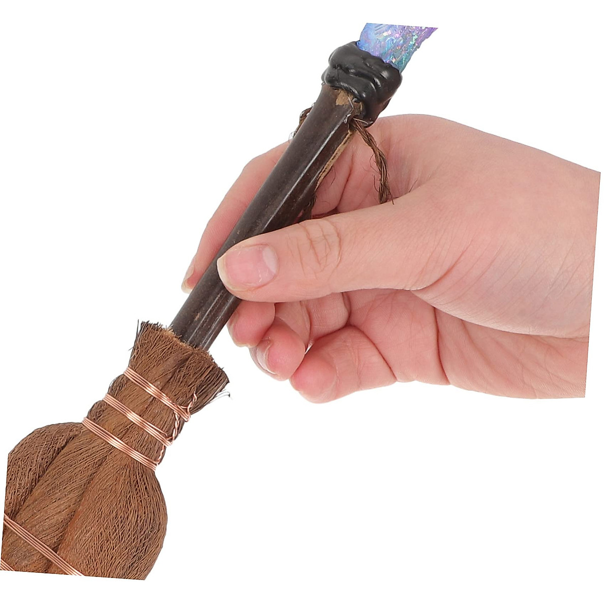 Alipis 4pcs Children's Mini Broom Witches Altar Crystal Broom Halloween Brooms Decor Mini Wizard Broom Altar Ornament Halloween Decorations Indoor Short Broom Wooden The Witch Miniature