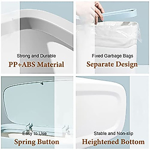 LtyTz Small Bathroom Trash Can with Lids Kitchen Wastebasket with Press Type Lid for Bathroom,Powder Room,Bedroom,Kitchen,Office (2.1 Gallon/8 Liter,Blue)