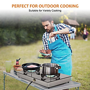 Camplux Propane Gas Cooktop Tempered Glass Double Burners Stove Auto Ignition LPG