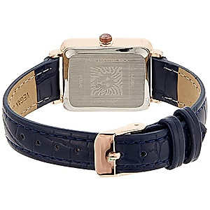 Anne Klein Women's Japanese Quartz Dress Watch with Faux Leather Strap, Blue, 14 (Model: AK/3820RGNV)