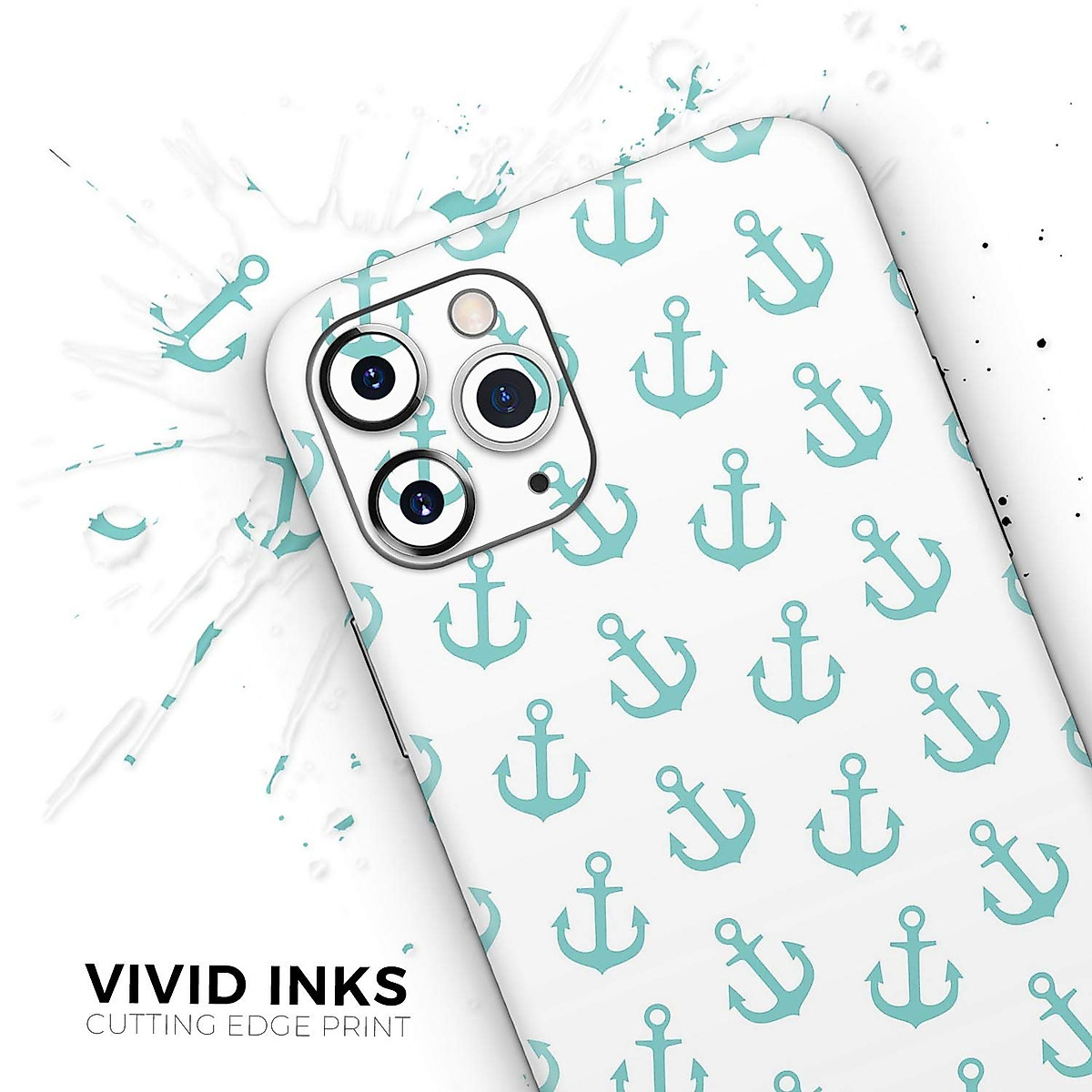 Design Skinz Teal Micro Anchors - DesignSkinz Protective Vinyl Decal Wrap Skin Cover Compatible with The Apple iPhone 5s/SE (2013-2019) (Full-Body, Screen Trim & Back Glass Skin)