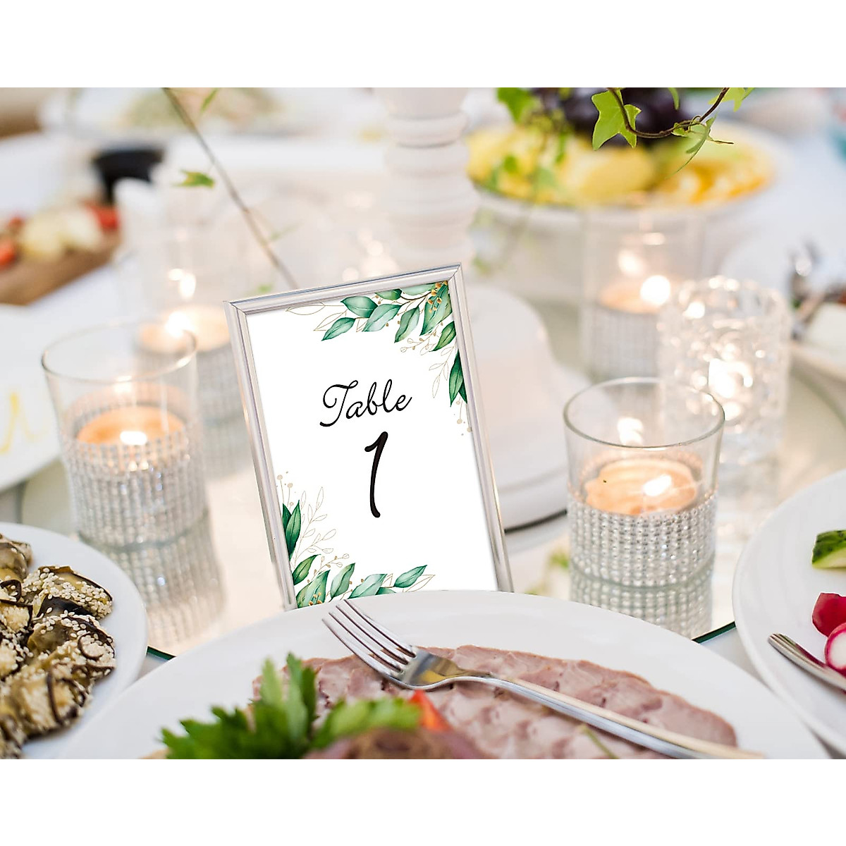 SICOHOME Wedding Table Numbers Cards 1-30 with Head Table Numbers Greenery Table Cards Double Sided Party Table Numbers for Wedding Reception Baby Shower Birthday Bridal Party Anniversary Banquets