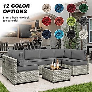 Snubbull 14 Pcs Outdoor Cushion Slipcovers Outdoor Patio Cushion Covers Replacement Waterproof with Zipper for Outdoor Furniture, Patio Sofa Couch 3 Sizes, Covers Only