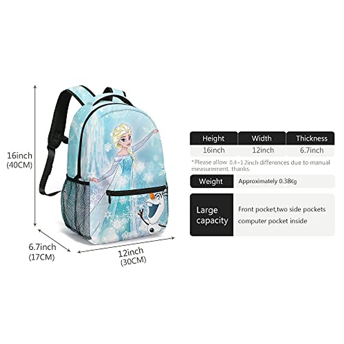 LZYUNAZ Girls Backpack, School Backpack Cartoon Backpack Lightweight Durable Laptop Backpack for School Travel Camping (Blue)