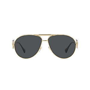 Versace Unisex Sunglasses Gold Frame, Dark Grey Lenses, 65MM