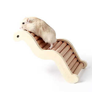 BUCATSTATE Hamster Climbing Ladder, Wooden Climbing Toy and Bridge Cage Decor for Hamsters Gerbils Mice and Small Animals (Snake Pattern)