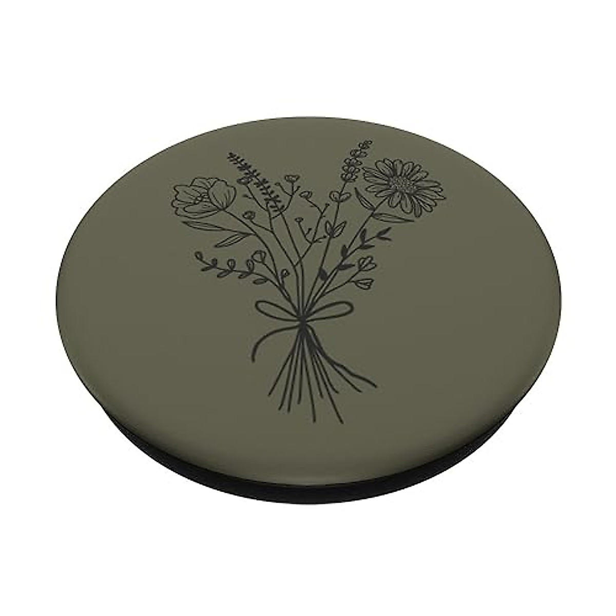 Olive Green Wildflower Floral Flower Design PopSockets Standard PopGrip