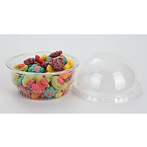 Golden Apple, 3.5oz-30sets Clear Plastic Cups for Ice Cream, Dessert Cups, Snack Bowl with Dome lids no Hole