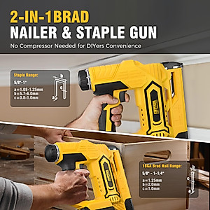 ALLOYPOWER 18GA Nail Gun Battery Powered, 2 in 1 Cordless Brad Nailer/Electric Stapler with 2.0Ah Battery & Charger,1000pcs Nails and 1000pcs Staples Included for HOM