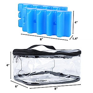Ice Pack and Safety Case Set for Breastmilk Bags - carigro Brand - Insert for Breastmilk Cooler Bag (3 Items)