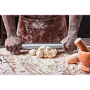 HelferX 15 inch Long Stainless Steel Rolling Pin for Baking - Perfect for Fondant, Dumpling, Ravioli, and Pizza Dough