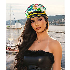 Captain Hat Sailor Hat Navy Yacht Boat Tropical Hawaiian Flower Cap Party Favors Costume Accessories Women Men (Hawaiian Hat)