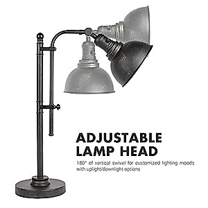 VONLUCE Industrial Table Lamp Black, Rustic Desk Lamp Task Lamp in Antiqued Bronze Finish, Vintage Table Lamp for Reading Living Room Farmhouse Office, ETL. (25''-29'')
