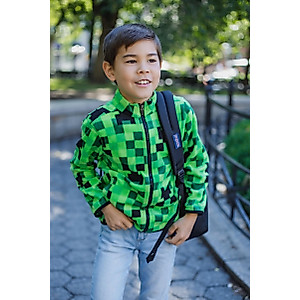 Minecraft Creeper Little Boys Fleece Zip Up Jacket Green 7-8