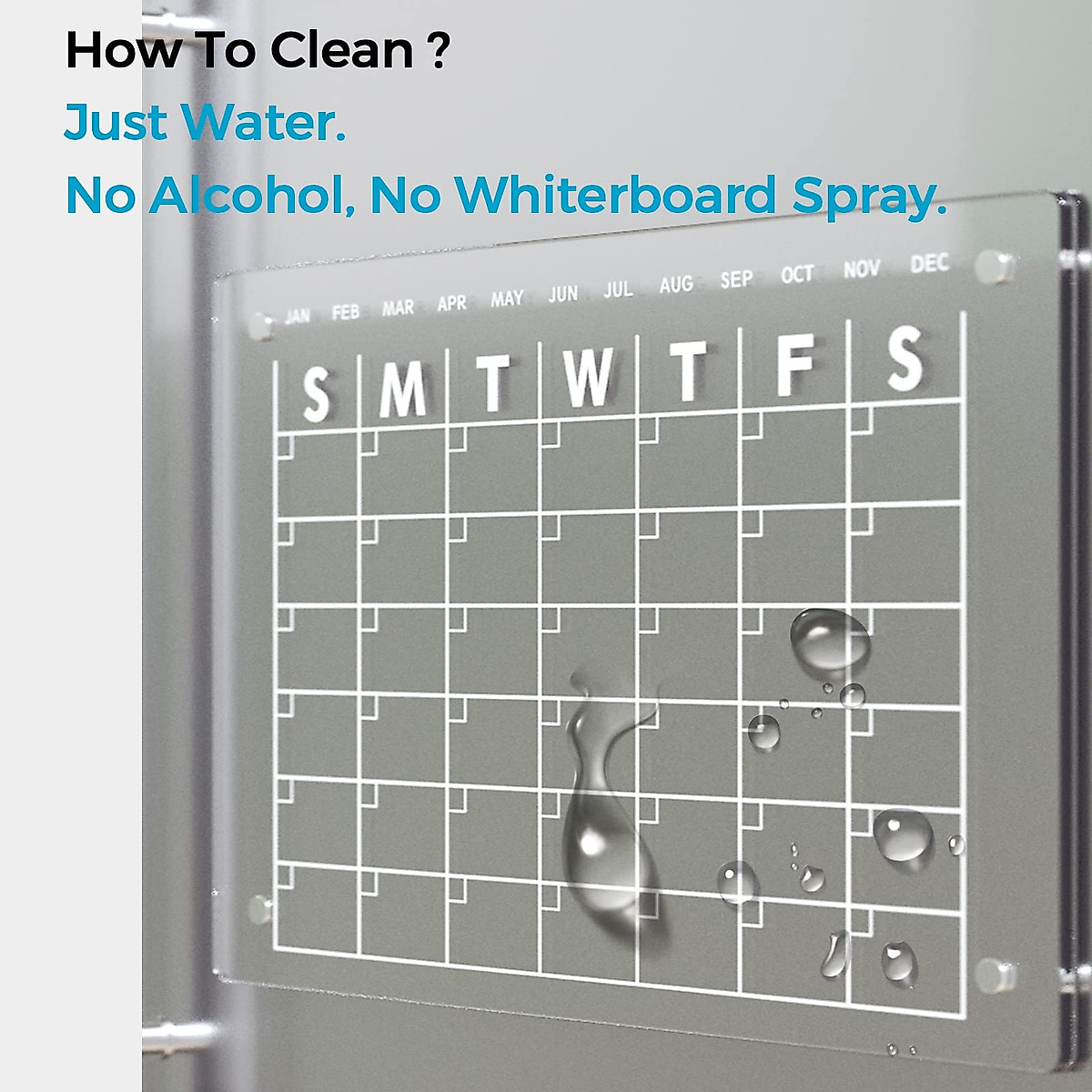 Magnetic Acrylic Calendar for Fridge 17"x12" Clear Dry Erase Calendar Board for Refrigerator Includes 4 Dry Erase Markers and Eraser