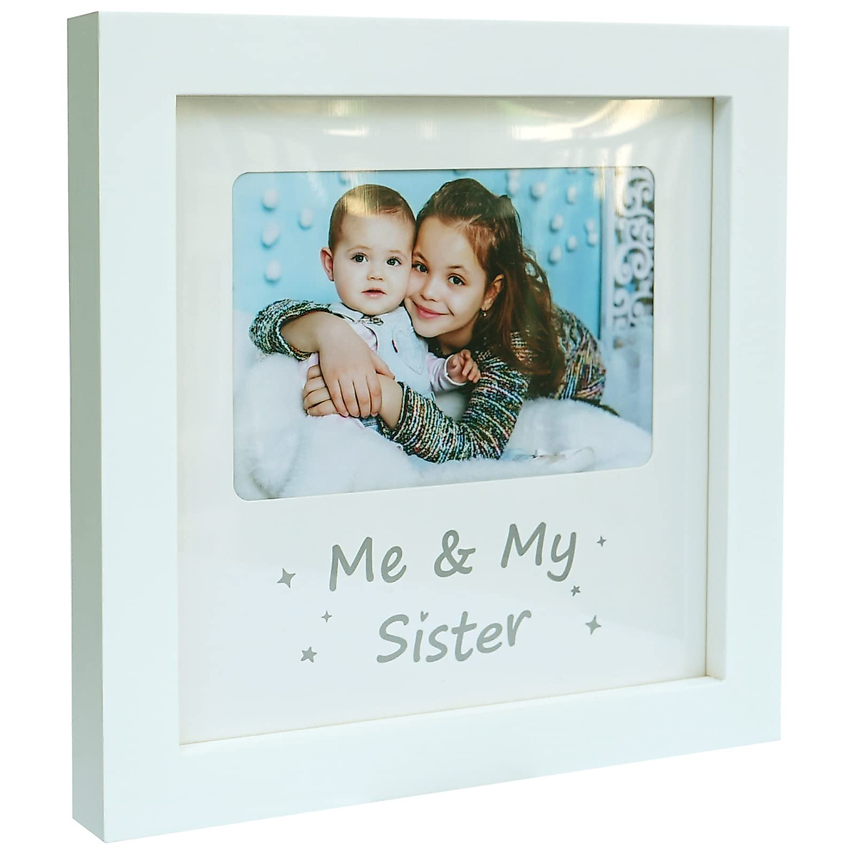 HAMUIERS Me and My Sister Picture Frame, Sibling Gifts, Little or Big Sister Gift, Gender Neutral Baby Keepsake Frame, Nursery Décor, White