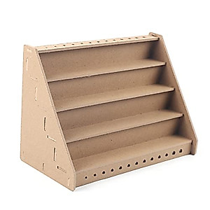 YIYIBYUS Wooden Pen Organizer - 4 Tier Wooden Storage Rack Stand Holds Acrylic Paint Bottle Model Hobby Parts US,Multi-Functional DIY Pen Holder Box, Easy Assembly, Home Office Art Supplies Organizer