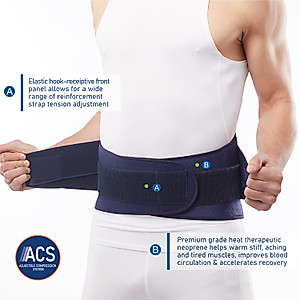 Comforband Adjustable Back Support Brace with Power Straps for Men and Women - Relief from Lower Back Pain, Strains, Arthritis, Herniated Disc, Sciatica, Scoliosis, Injury Recovery, Rehabilitation – Firm back support with Adjustable Compression (Navy, Reg