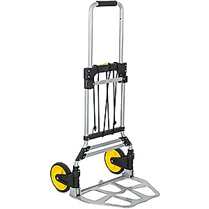 Mount Plus A1 Compact Folding Hand Truck and Dolly with Capacity of 264lbs | Aluminum Heavy-Duty Luggage Trolley Cart with Telescoping Handle and Rubber Wheels | Good for Indoor Outdoor Moving Travel
