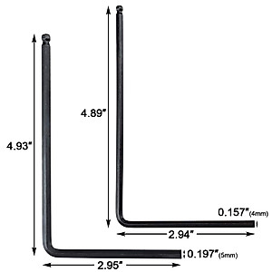 PAGOW 4mm & 5mm Guitar Truss Rod Wrench, Allen Wrench Tool Ball End for Martin Acoustic Guitar, Truss Rod Adjustment Deep or Narrow (Black)