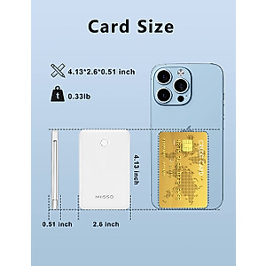 miisso 6000mah Card Size Built in Cables Power Bank, Built in USB C Cords Battery Pack Travel Charger Portable Charger for Phones, 4 Output Ultra Slim Battery Pack Compatible with iPhone, White