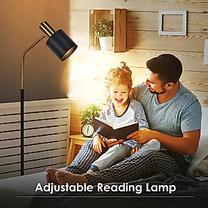 O'NEELDY Modern Industrial Floor Lamp 65" Black Standing Lamp, Black Floor Lamp with 360° Adjustable Lampshade, 12W E26 Bulb Included, Floor Lamp for Living Room, Bedroom, Office